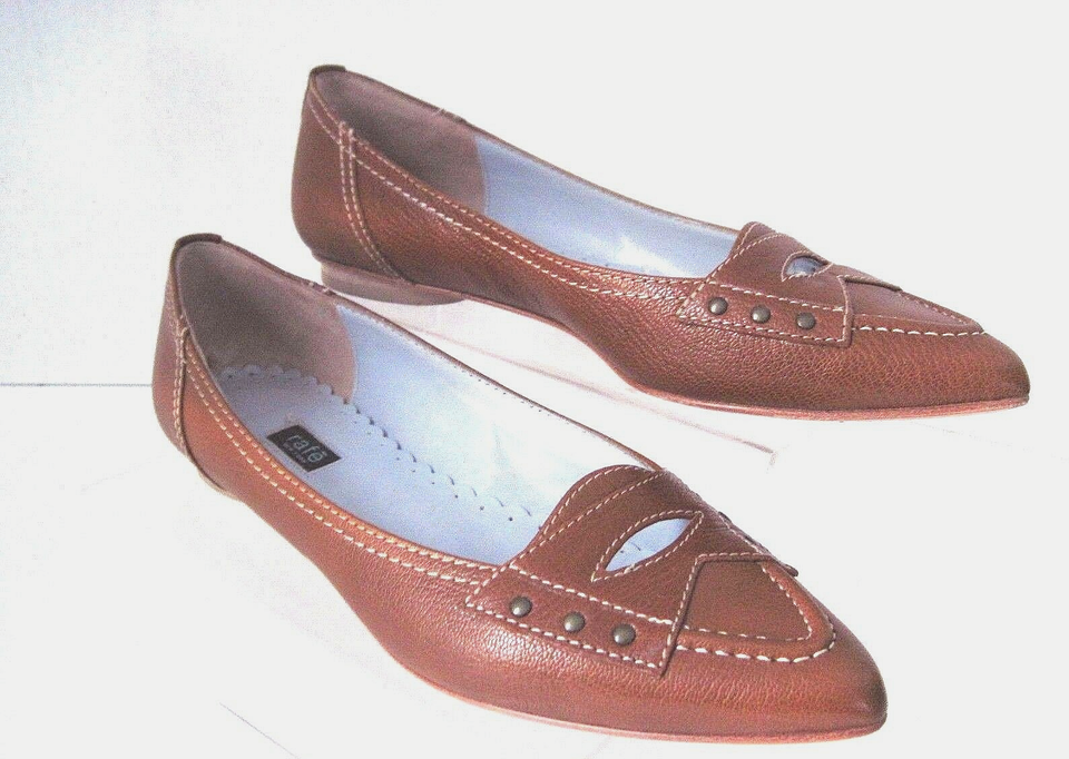 RAFE New York Brown Leather Cut Out Flat Loafer Size 37 1/2 Italy | eBay