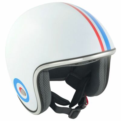 GSB G-234 ROUNDEL WHITE RED BLUE OPEN FACE MOTORCYCLE SCOOTER HELMET ...