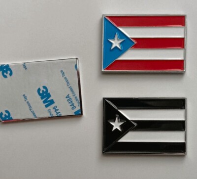Puerto Rico Flag metal chrome & enamel 2" auto / vehicle emblem with 3M ...