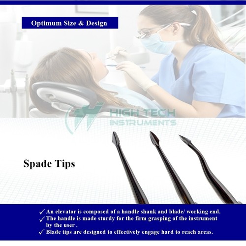 3 PC Bernard Spade Tip Dental Surgical Elevator Root Extraction Teeth ...