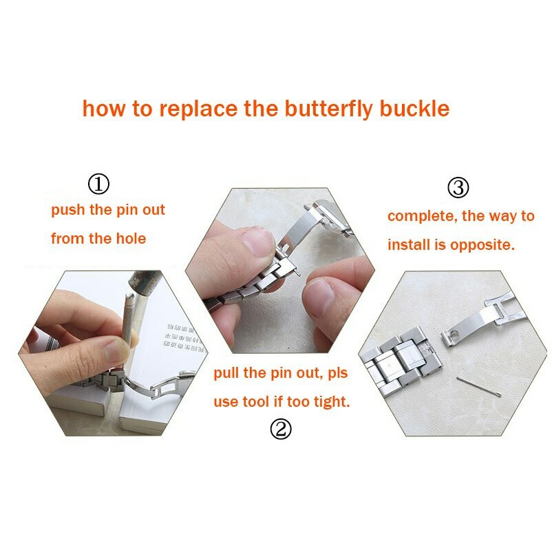 5mm 6mm Dual Press Buckle Butterfly Clasp Stainless Steel Metal ...