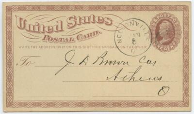 1/8 1877 Postal Card Athens Cty. Merchants Miners Bank Nelsonville Ohio ...