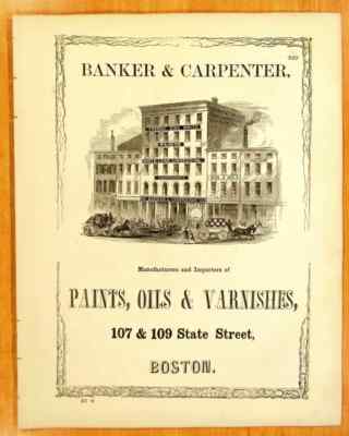 1856 Print Ads BANKER CARPENTER PAINTS Boston PARKER WHITE FARMING TOOL ...