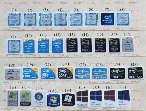 Laptop CPU PC Processor Sticker (1st 3rd 4th 6th 7th 8th 9th Gen) + OS ...