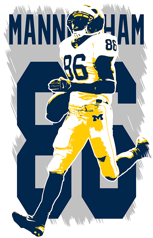 MARIO MANNINGHAM art print/poster MICHIGAN WOLVERINES FREE S&H! JERSEY ...