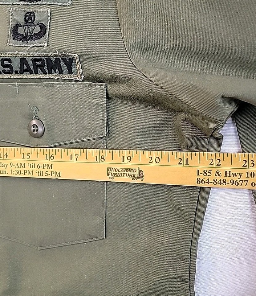 VTG Military Shirt Green OG 507 US Army Airborne/subdued Patches LG ...