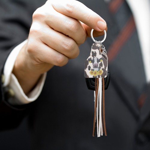 Metal Key Chain Cow Pattern Keychain Leopard Prints Key Chain with ...