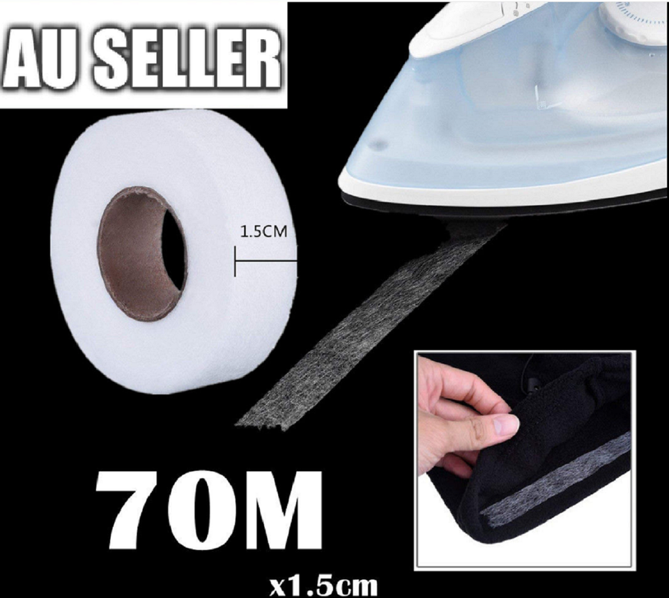 70M Iron-on Hemming Strip Hem Tape in White No Sewing Required Fusing ...