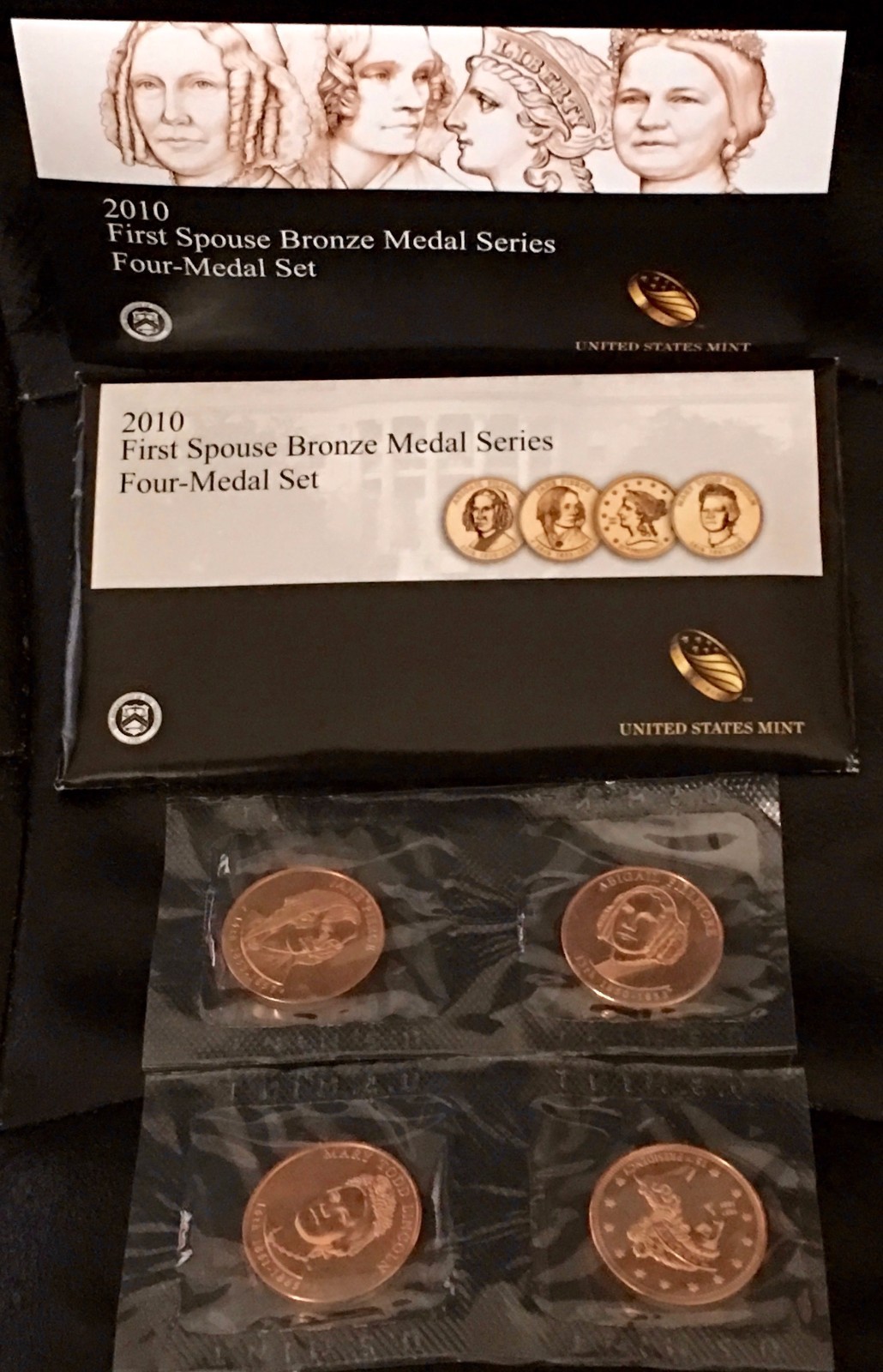 2010 FIRST SPOUSE MEDALS SET US Mint New 1st Lady ALL 4 Bronze Coins ...