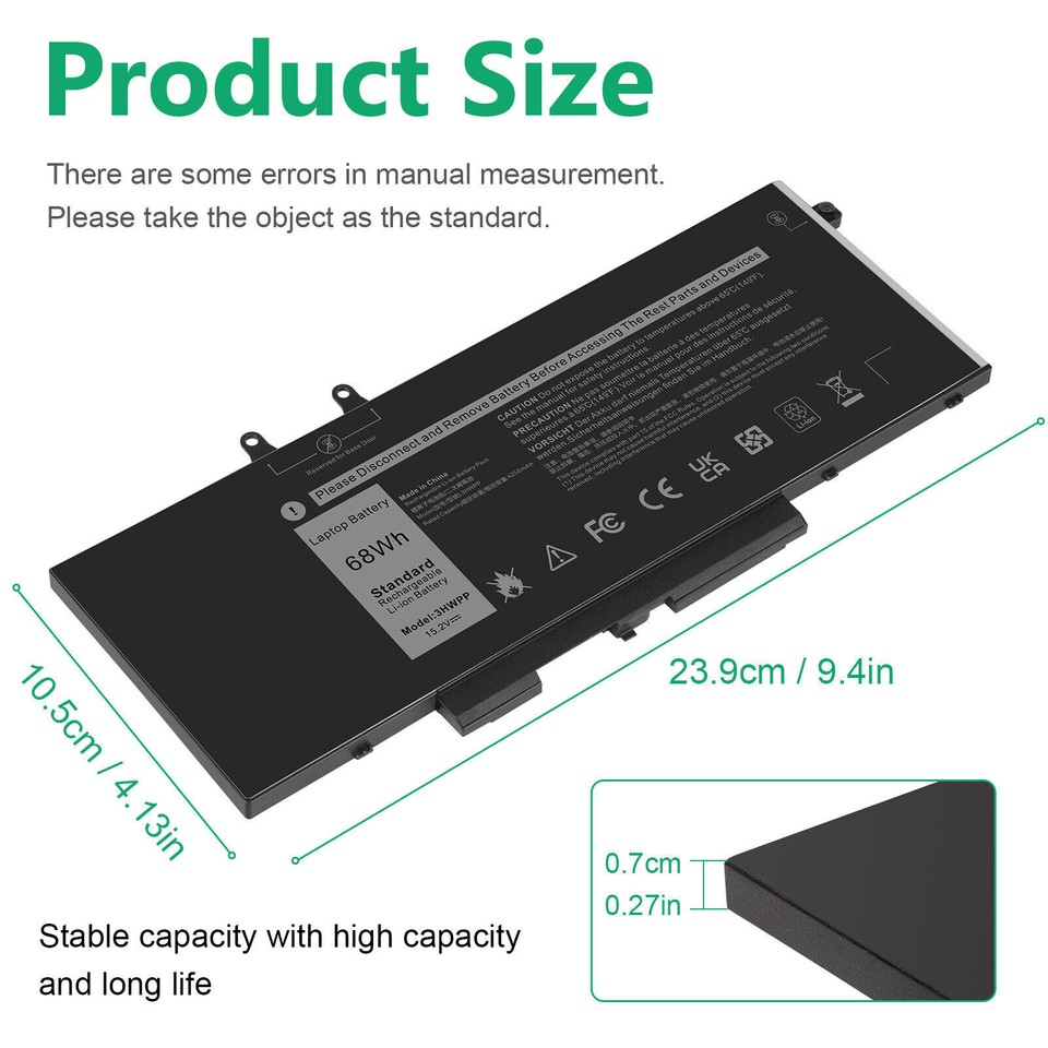 4Cells Battery 4GVMP For Dell Latitude 5400 5500 E5400 Precision 3540 ...