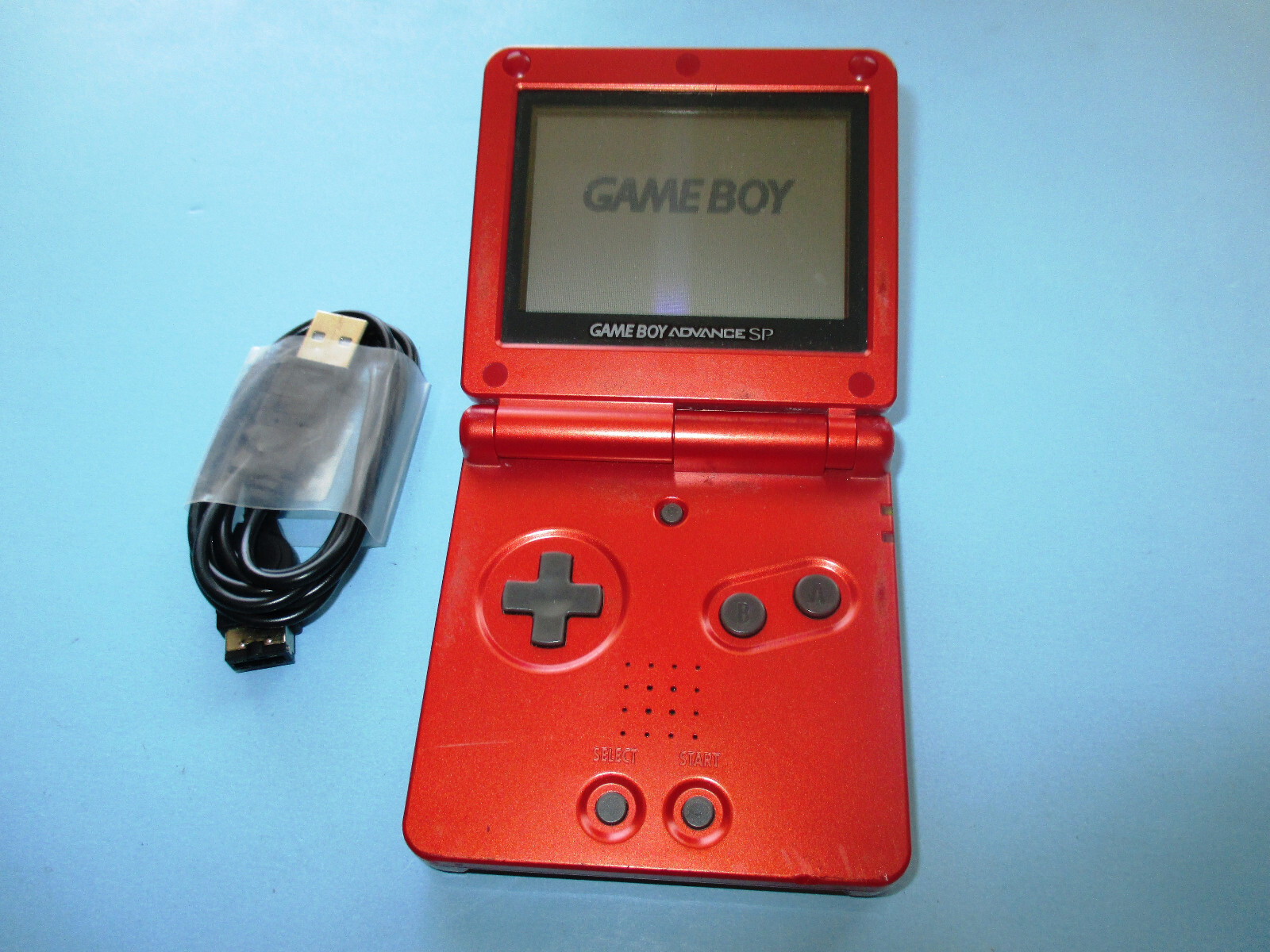 Nintendo Game Boy Advance SP Flame Red System w/Charger Weak A Button ...