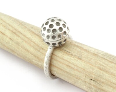 Golf Balls Ring, Adjustable Ring , Antique Silver Plated Brass (8US ...