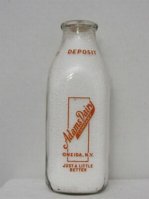 SSPQ Milk Bottle Adams Dairy Co Farm Oneida NY MADISON CO JUST A LITTLE ...