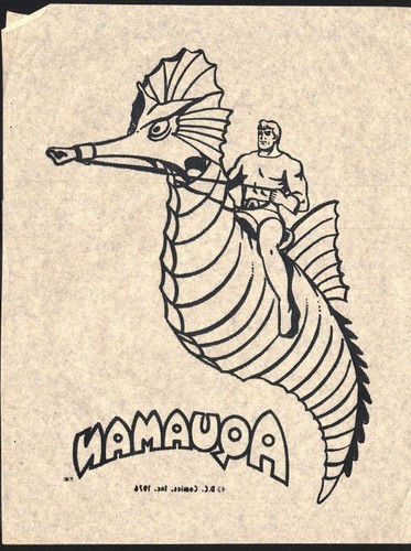 Vintage 1976 DC AQUAMAN Riding STORM T-Shirt TRANSFER UNUSED w ...