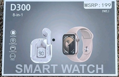 D300 Smart Watch Ear Pods 8 Bands Wireless Charging New In Box MSRP ...