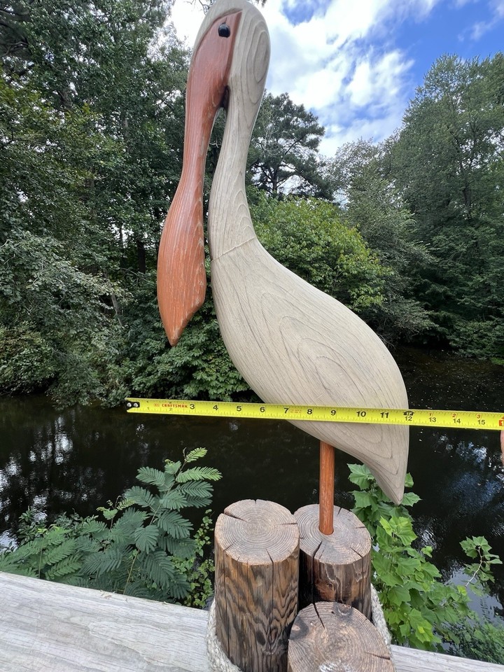 Vintage 32” Pelican Wood Carving - Charles Fish Chincoteague, VA Decoy ...