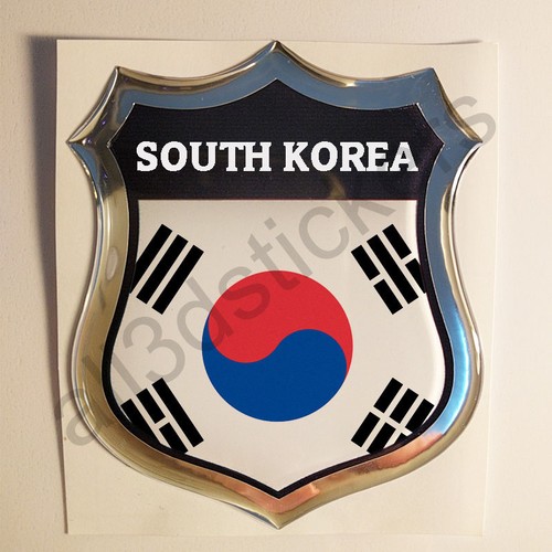 Sticker South Korea Emblem 3D Resin Domed Gel South Korea Flag Vinyl ...