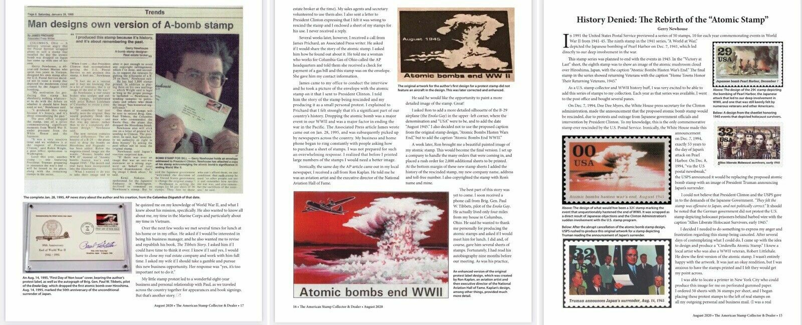 ATOMIC BOMBS END WWII - RESCINDED 1995 "STAMPS" - 4 DIFF TYPES ...