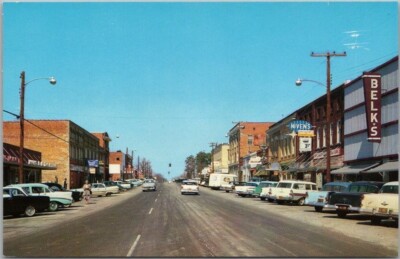 RAEFORD, North Carolina Postcard MAIN STREET Downtown Scene 1950s ...