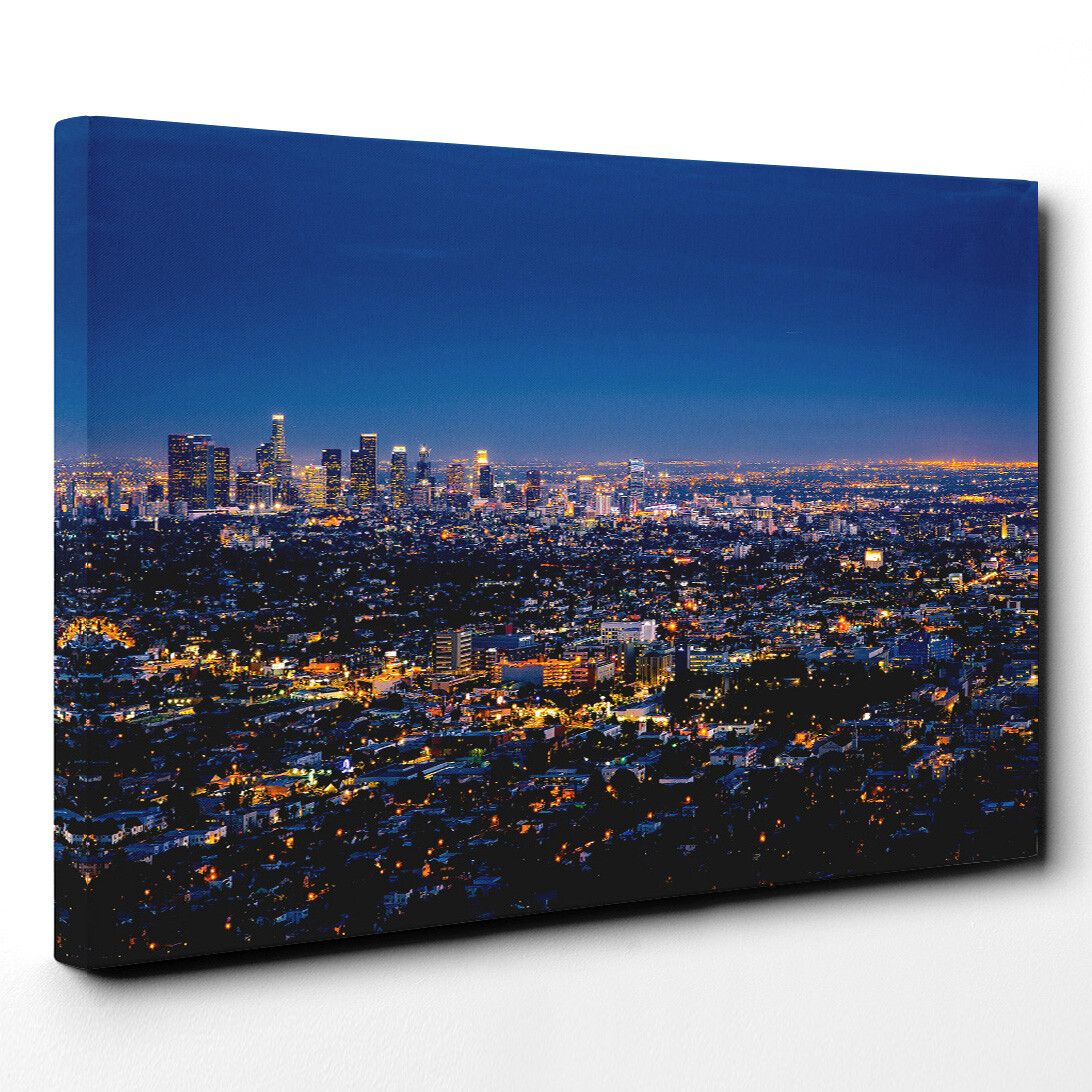 City La Los Angeles Skyline Canvas Wall Art Print Framed Picture Home ...