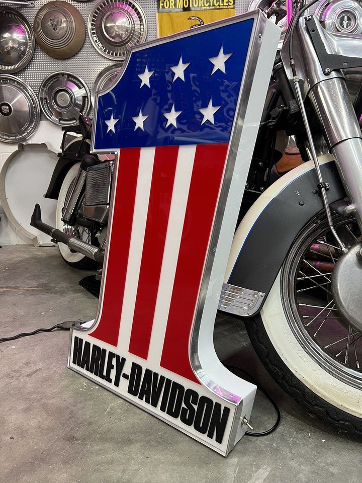 #1 Harley Davidson Neon Sign LED Mancave Garage Evil Knievel American ...