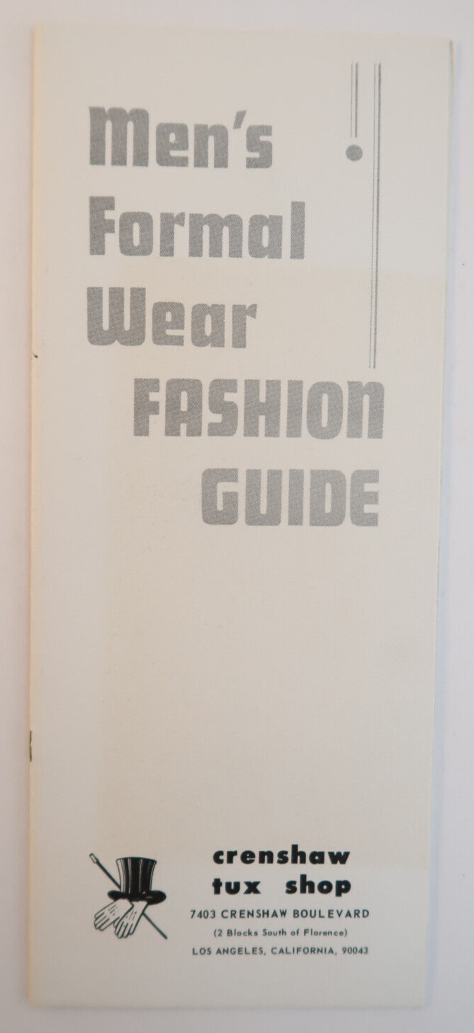 Men's Formal Wear Fashion Guide Crenshaw Tux Shop Vintage Pamphlet ...