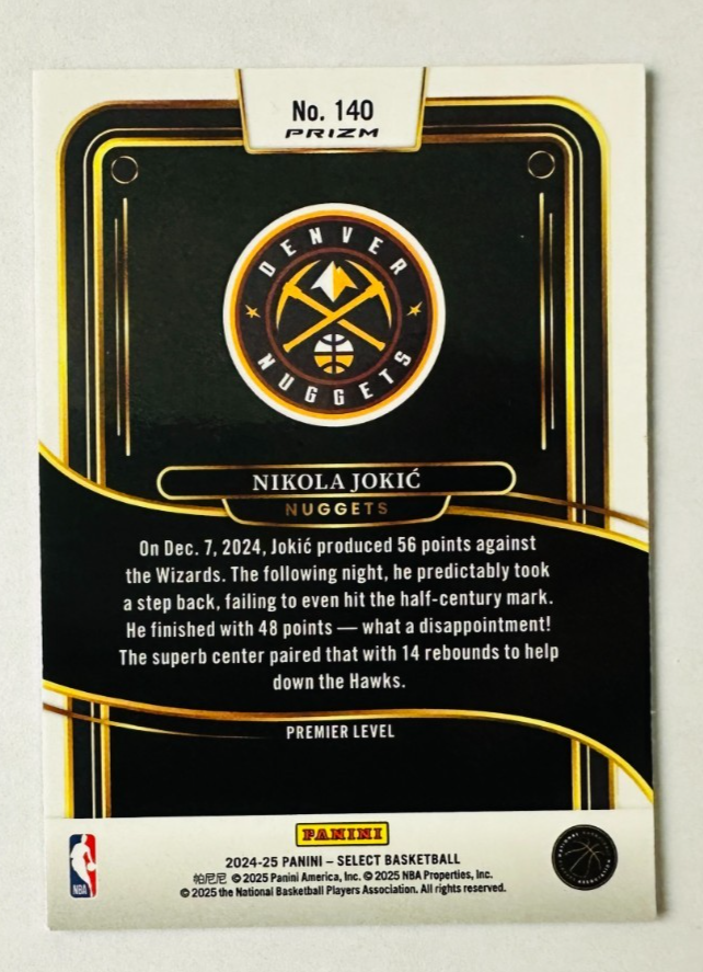 2024-25 Panini Select Nikola Jokic RED WHITE BLUE Wave Prizm #140 ...