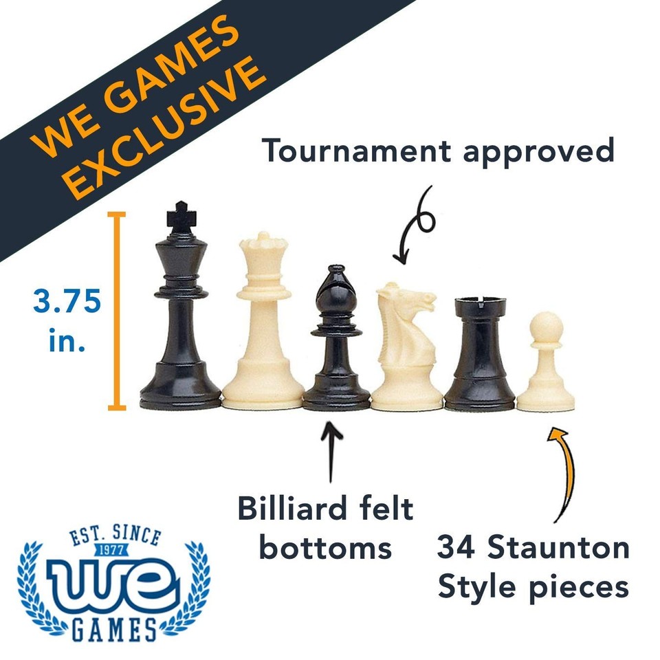 Tournament Chess Set w/Chess Pieces & Green Roll Up Vinyl Chess Board ...