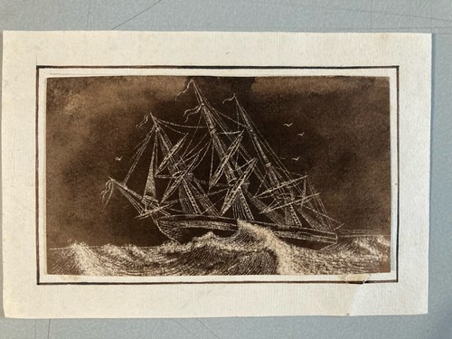 Beautiful Drawing Ink Scratching Xixth Boat Sea Ocean to Identify Paper ...