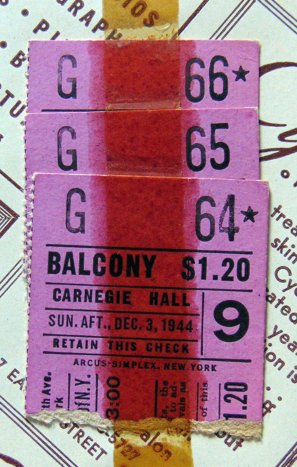 Carnegie Hall Program - Artur Rodzinski - December 3, 1944 W/Ticket ...
