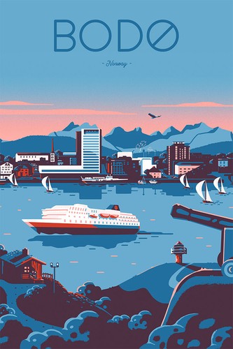 Bodo Norway Travel Vintage Retro Style Print Wall Art Home - POSTER 20 ...