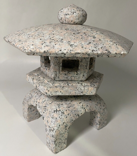 Pink Gray Stone Lantern Tourou Miniature Granite Japanese Garden ...