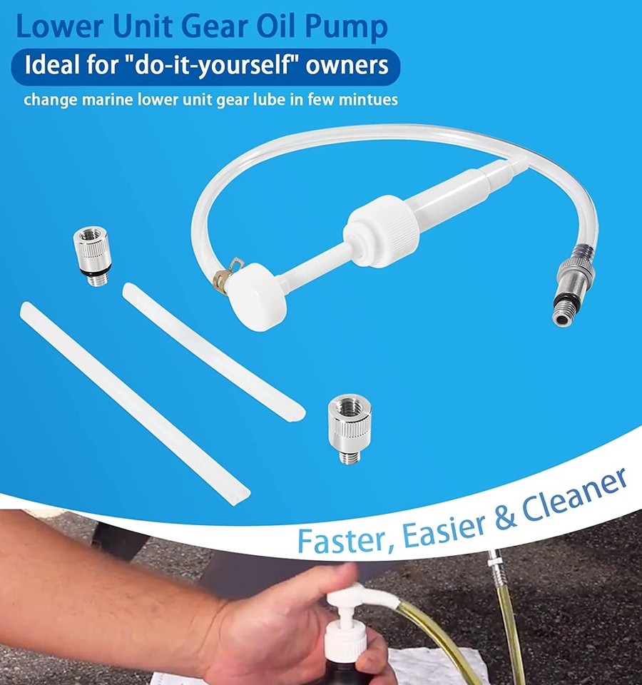 Marine Outboard Boat Motor Lower Unit Gear Oil Change Outdrive Fluid ...