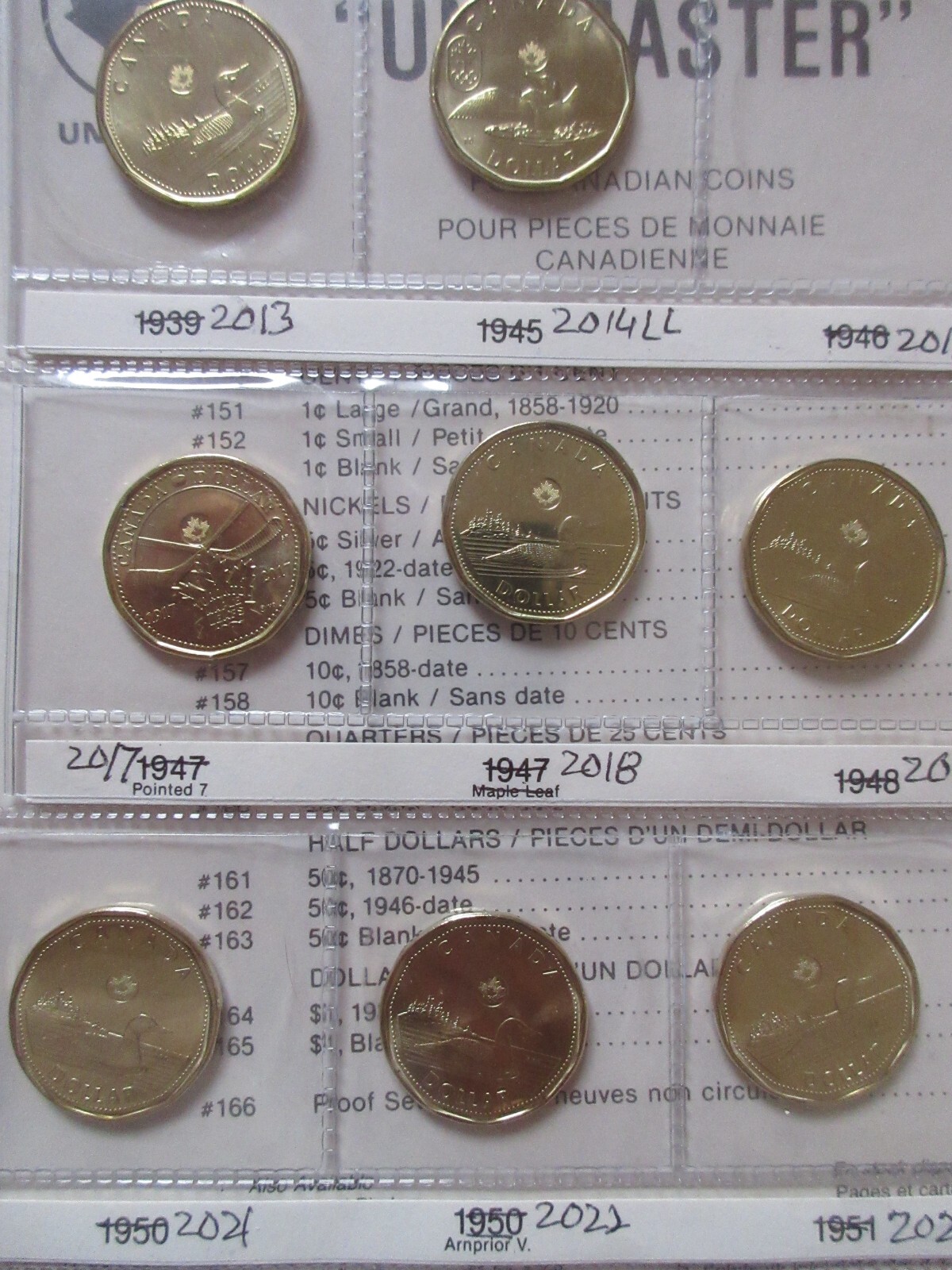 Set of Canada Nickel Dollars & Loonie Coins UNI-SAFE Brown Book 1968 ...