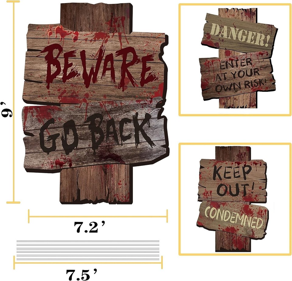 Fun Scary Yard Signs - Outdoor Decorations, 3 Pack Outdoor Stakes ...