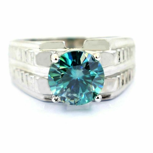 3.40 ct Lab Created Blue Diamond Engagement Ring 925 Sterling Silver ...