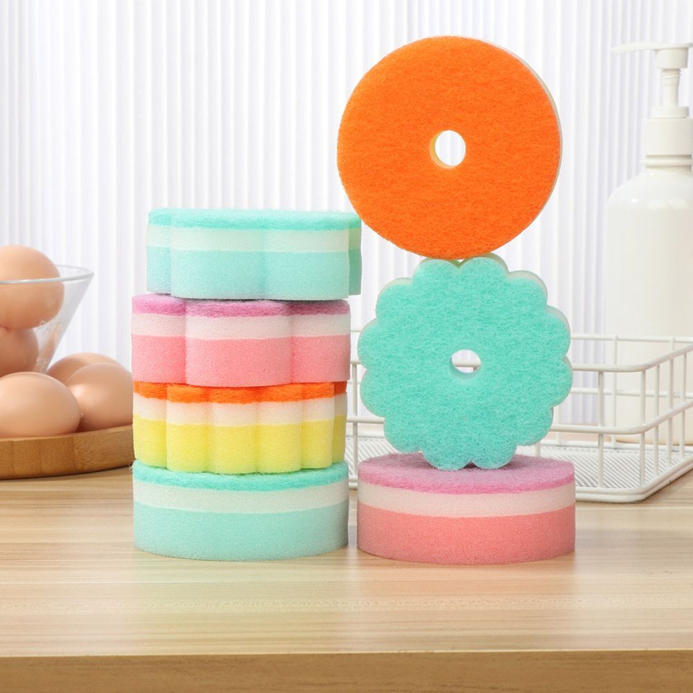 Sponge Brush Random Color Dishwashing Sponge Scouring Pads Round Shape ...