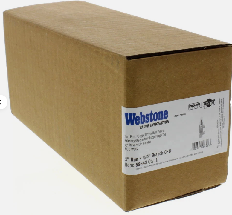 Webstone 58653-1-1/4 x 3/4 Primary/Secondary Loop Purge Tee 18394586437 ...