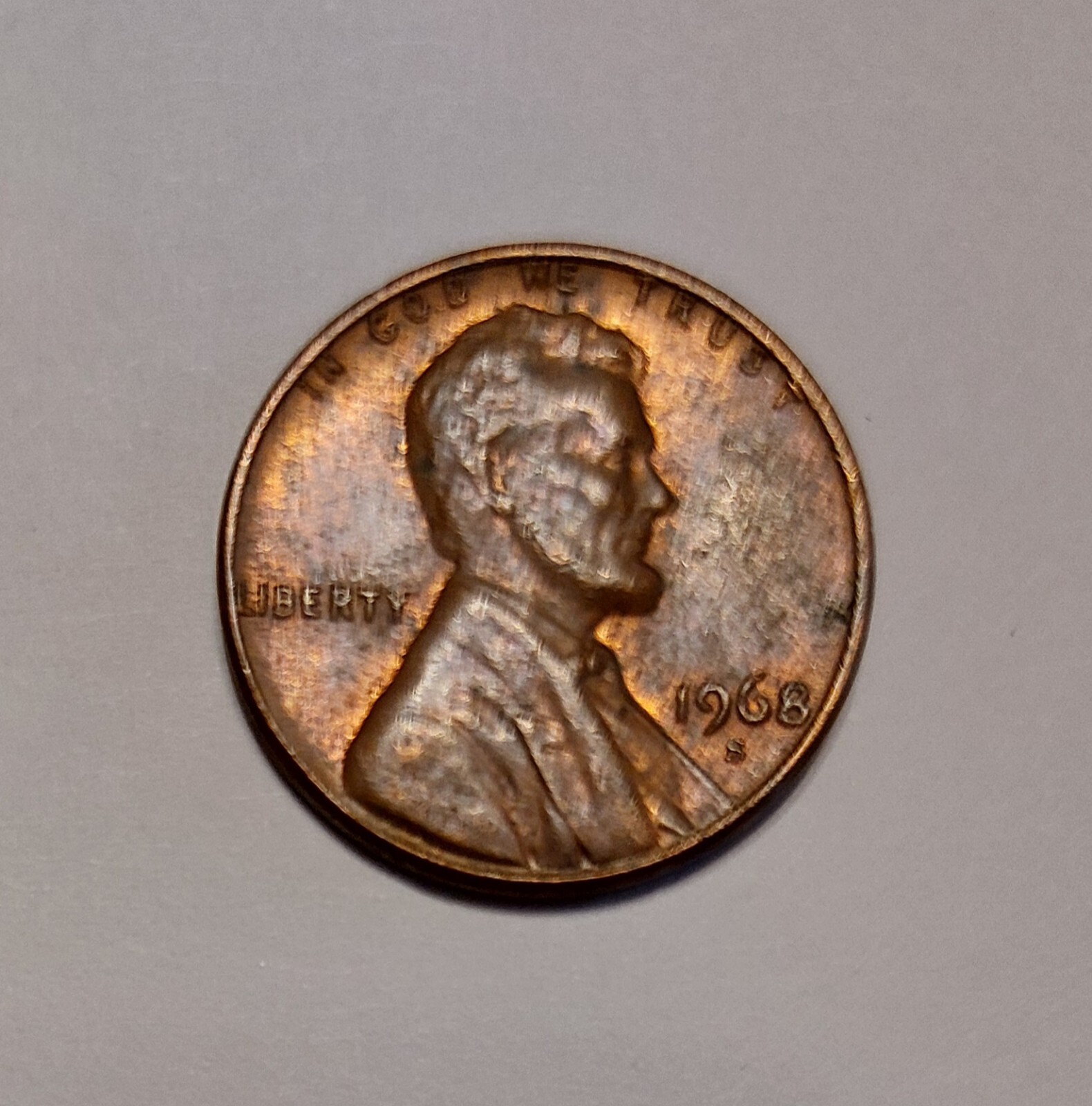 1968 S Uncleaned Lincoln Memorial Penny, Double Error Coin L on Edge ...