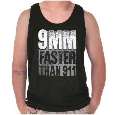 9mm Faster Than Dialing 911 Guns Rights 2A Tank Top T Shirts Tees Men ...