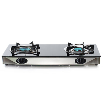 Portable 2 Burner Gas Stove Indoor Caravan LPG Cooktop Double Cooker ...