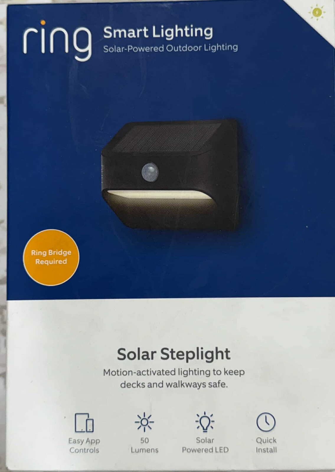 Ring Smart Lighting Outdoor Solar Steplight Motion-Sensor Smart Alarm ...