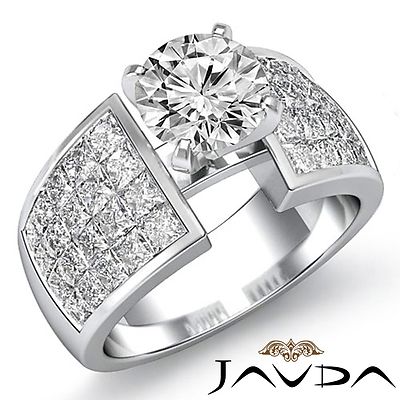 Invisible Set Round Cut Diamond Engagement Ring GIA F VS2 14k White ...