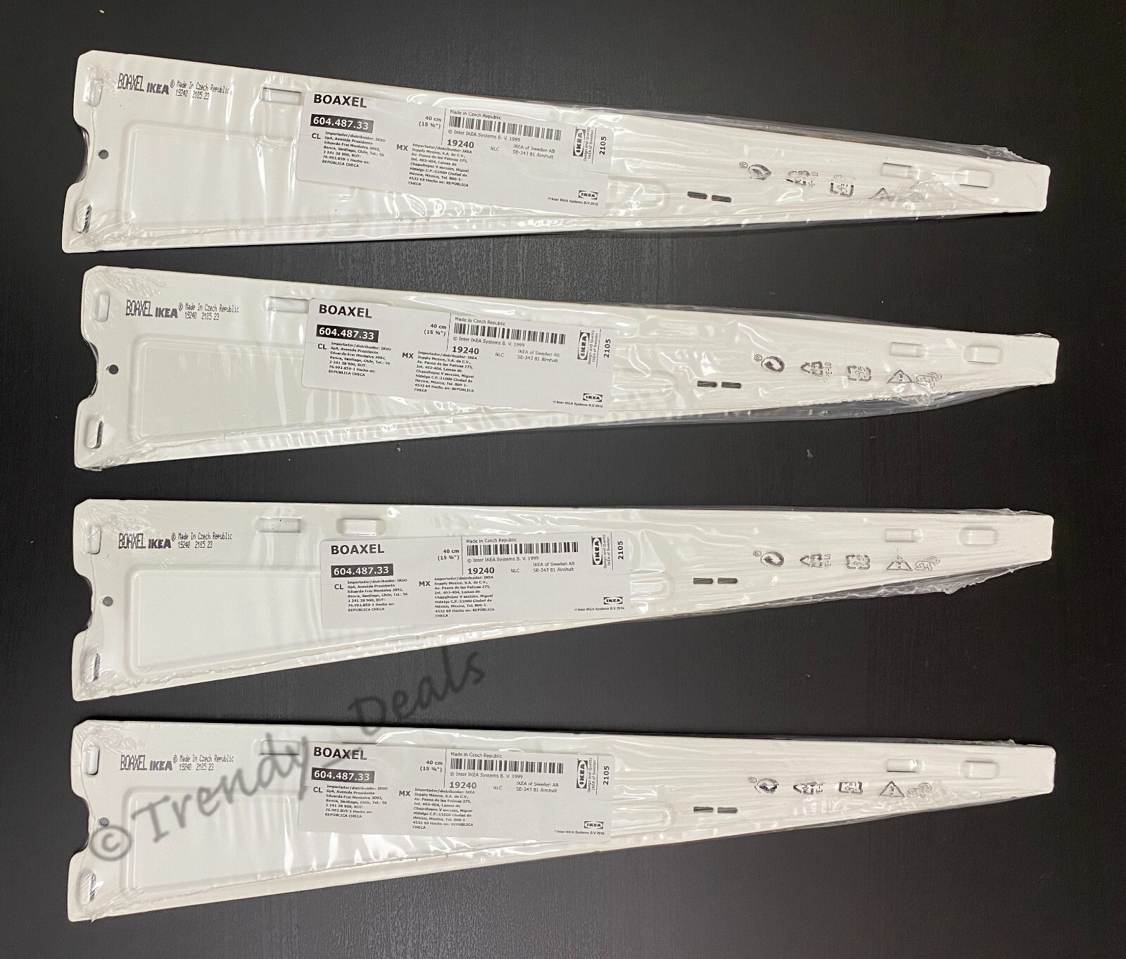 SET of 10 - Ikea BOAXEL Bracket for Shelf, Steel, White 15 ¾" 604.487. ...