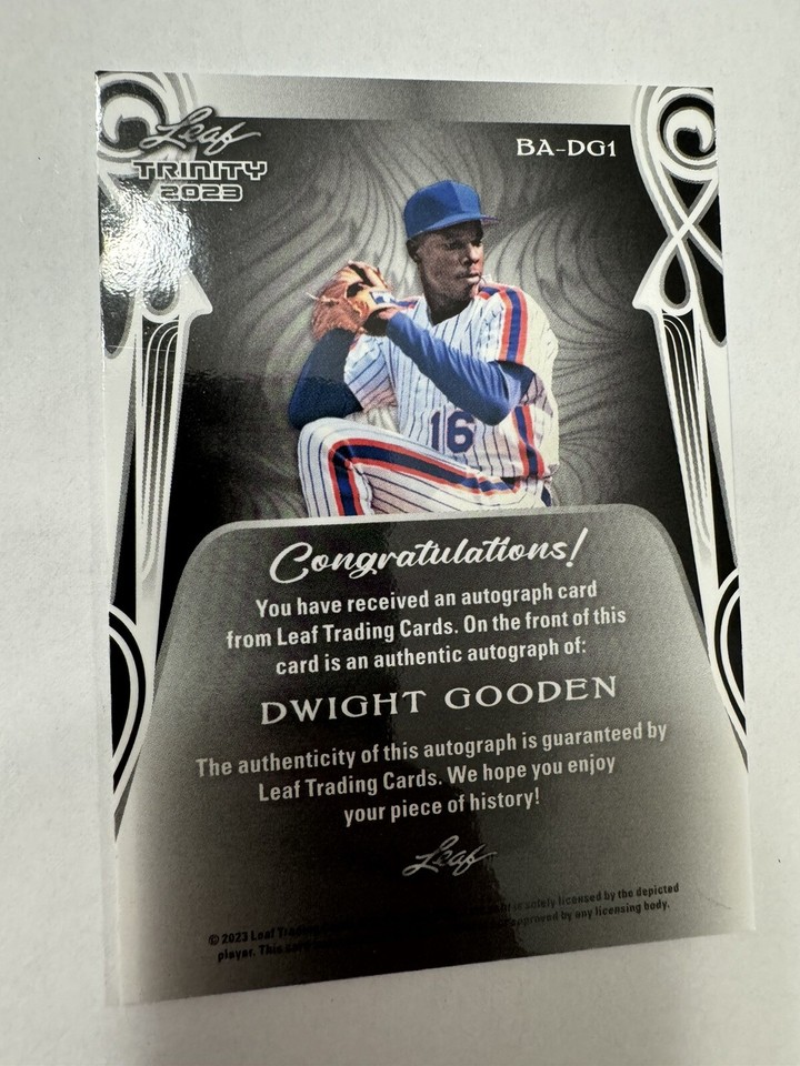 🔥2023 Leaf Trinity 🔥 #’d /15 SSP🔥 DWIGHT GOODEN Red Auto - New York ...