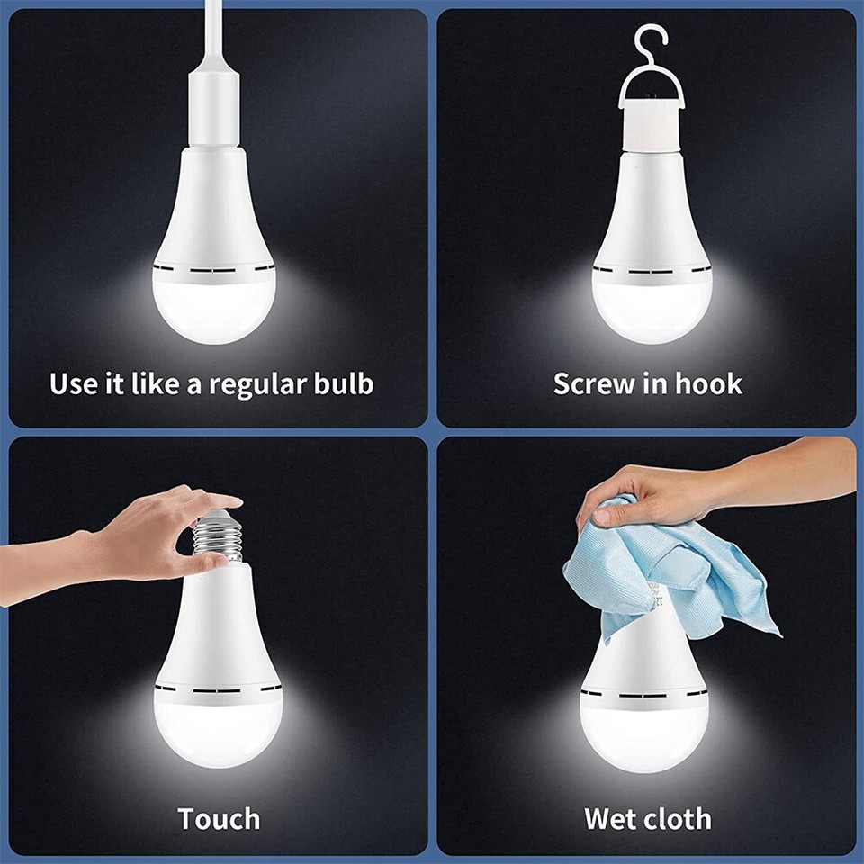 12W E27 Rechargeable Emergency Lights for Power Outage Backup LED ...