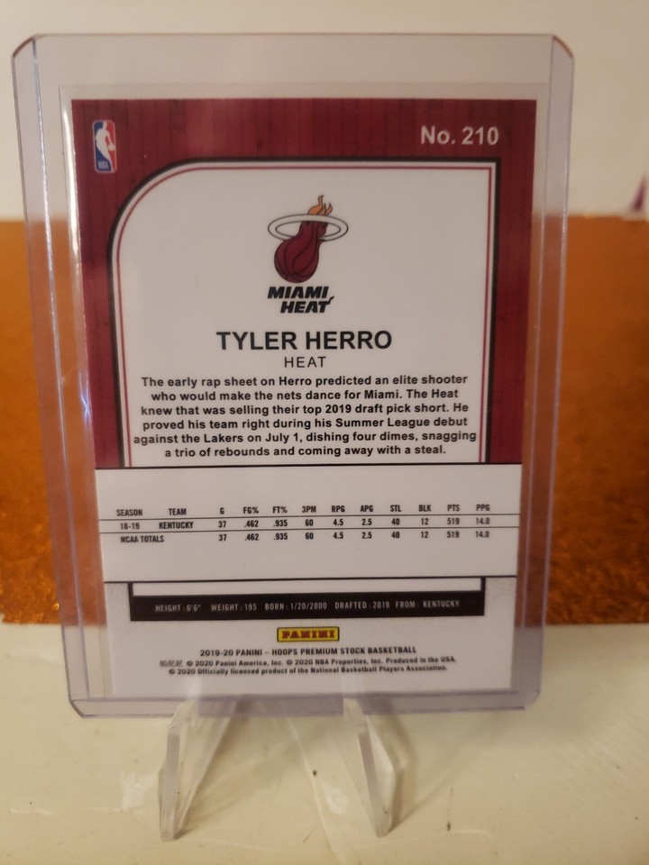 2019 NBA Hoops Tyler Hero Premium Stock Rookie Card 🔥 Miami Heat #210 ...