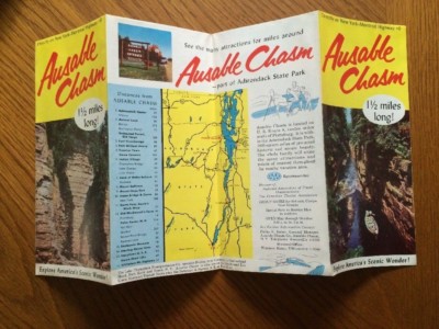 Vintage Ausable Chasm Map Travel Brochure New York Montreal Highway #9 ...