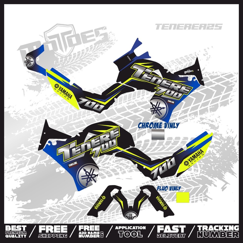 Fit:YAMAHA TENERE 700 2019- 2023 Fluo-Chrome Graphic Decal Kit ...
