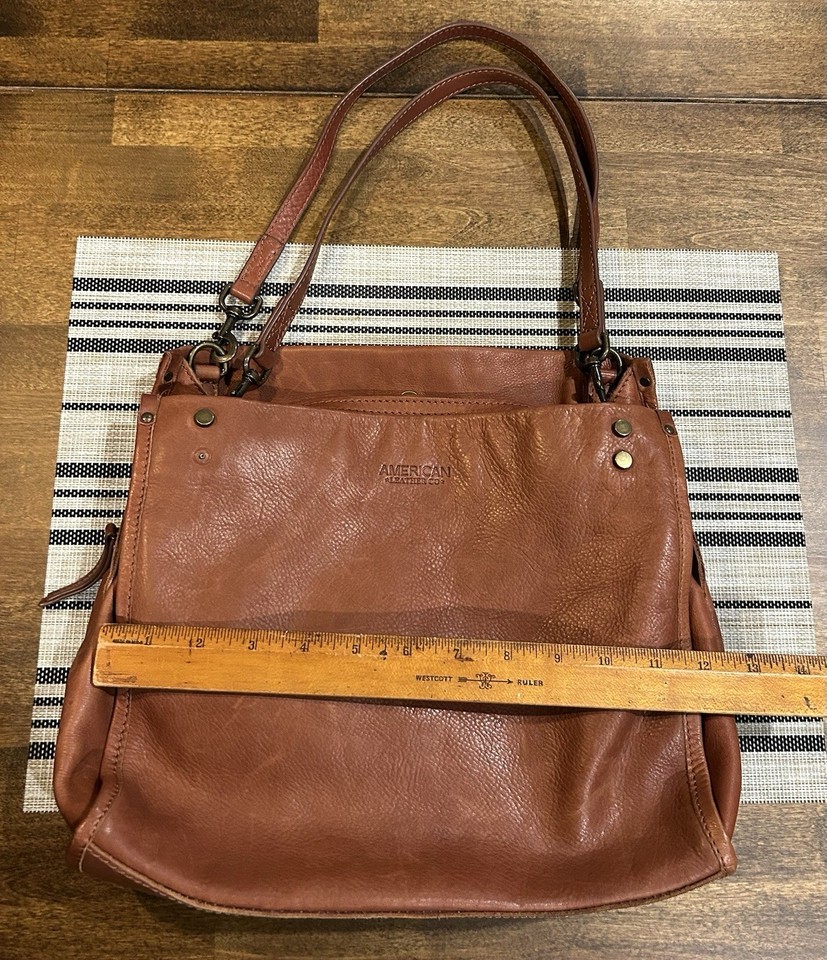 American Leather Co Lenox Triple Entry Satchel Brandy purse | eBay
